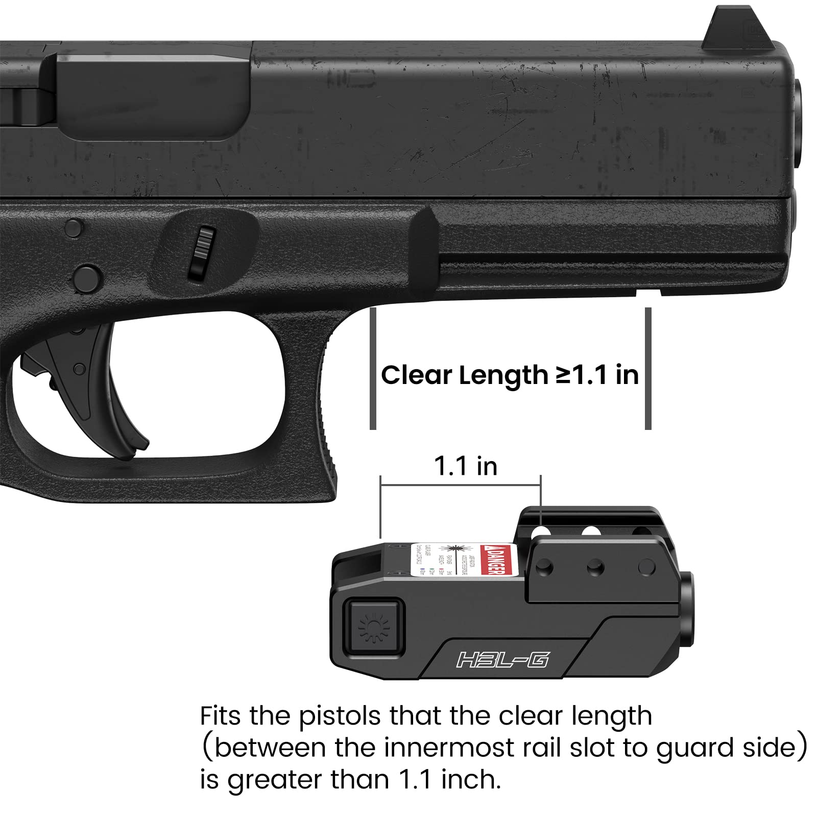 Votatu H3L-G Green Laser Sight, Aluminum Ultra Low Profile Picatinny Mount Green Dot Sight, Strobe Mode Available, Magnetic USB Rechargeable and Ambidextrous Control