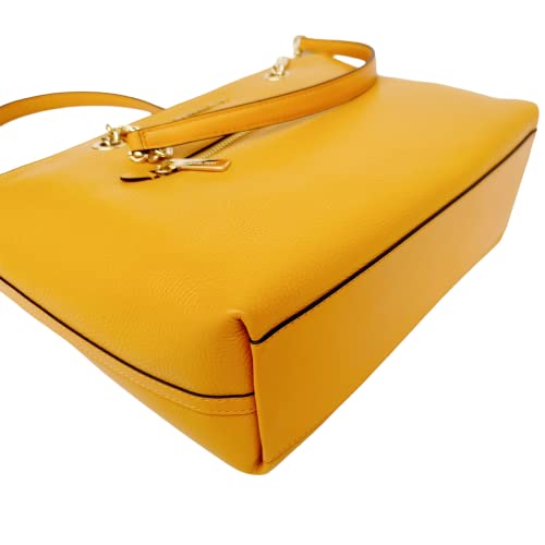 Michael Kors Jet Set Medium Leather Front Pocket Zip Chain Tote Bag (Honeycomb Yellow)