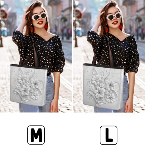 3D Style White Flower Handbags for Women shopping Tote Bag Bouquet Top Handle Shoulder Bag Satchel Purse Beach