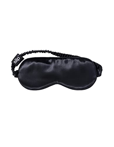 Slip Silk Sleep Mask, Black (One Size) - 100% Pure Mulberry 22 Momme Silk Eye Mask - Comfortable Sleeping Mask with Elastic Band + Pure Silk Filler and Internal Liner