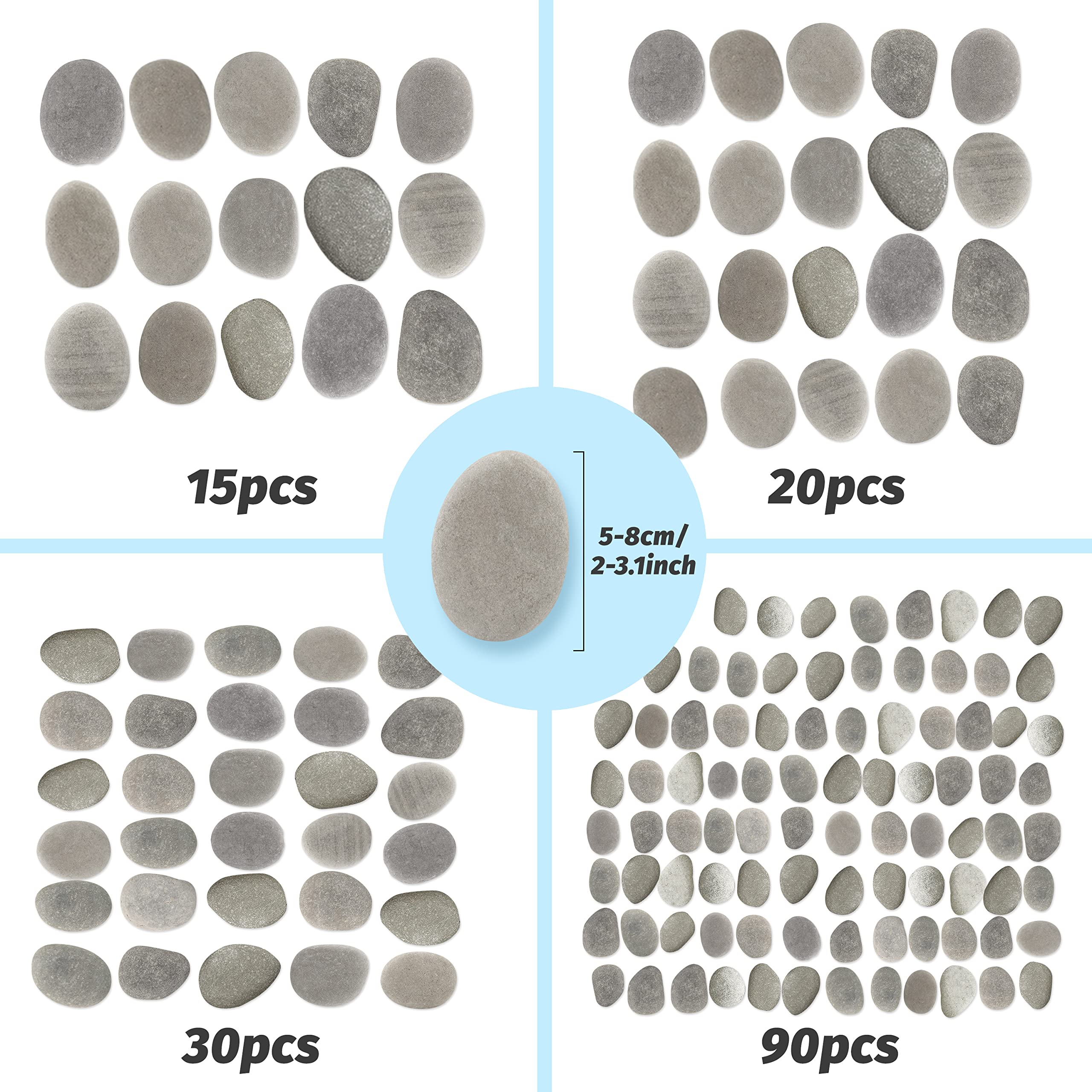 DALTACK 15PCS Large Rocks to Paint,River Rocks for Painting, 2"-3" Inches DIY Flat Stones to Paint,Hand Selected Rocks for Painting