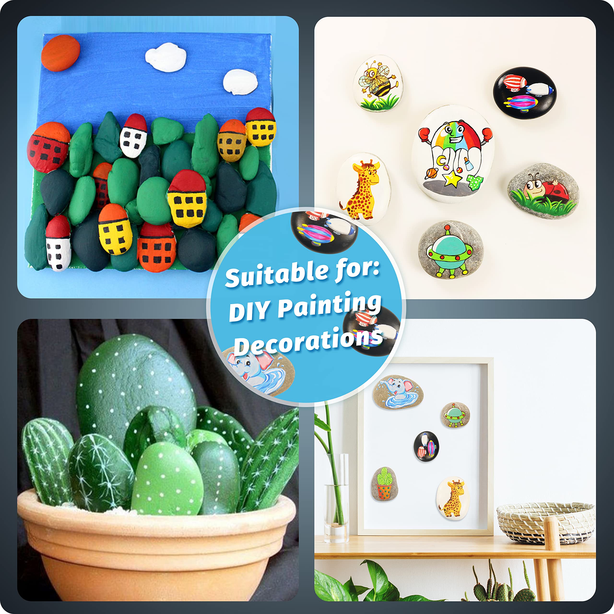 DALTACK 15PCS Large Rocks to Paint,River Rocks for Painting, 2"-3" Inches DIY Flat Stones to Paint,Hand Selected Rocks for Painting