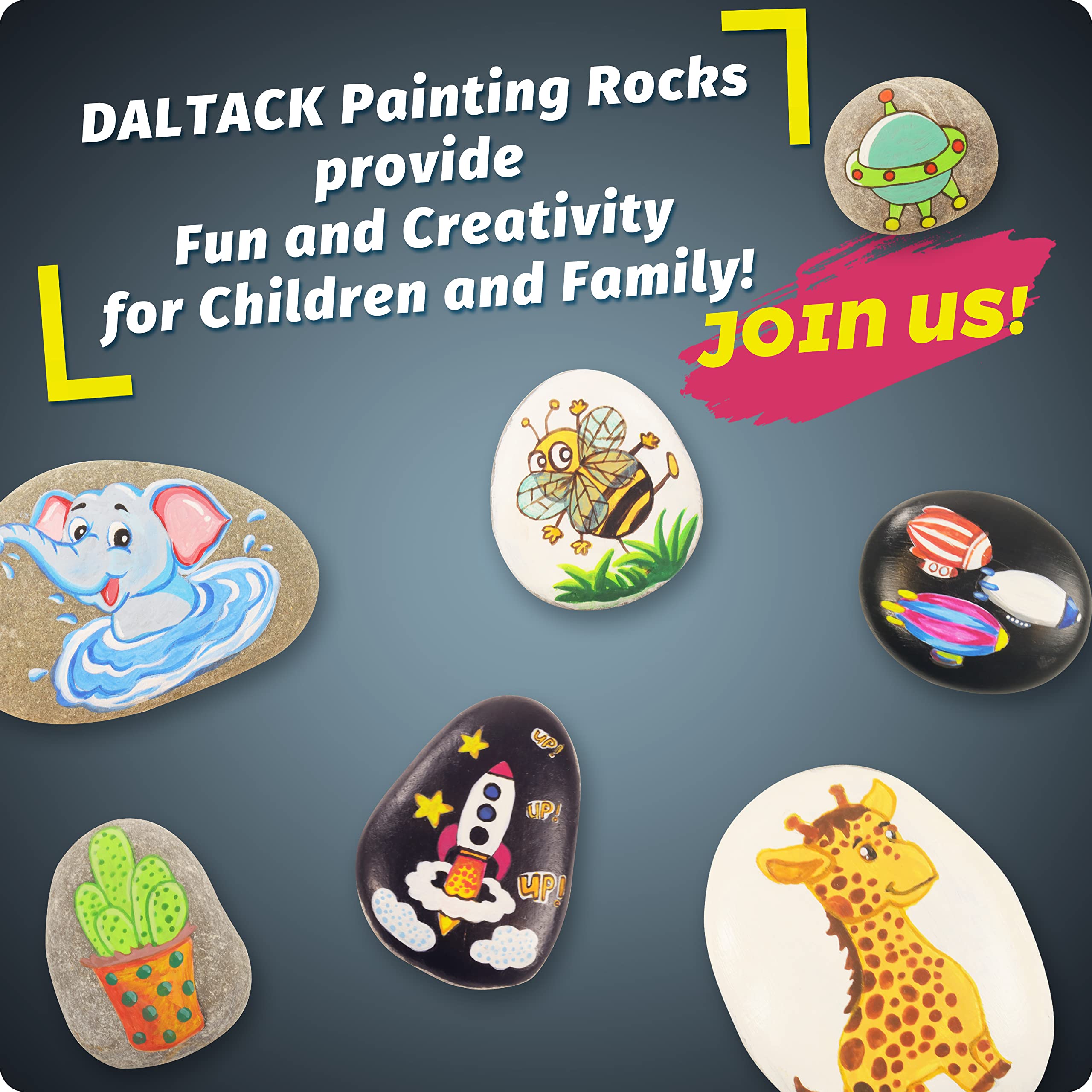 DALTACK 15PCS Large Rocks to Paint,River Rocks for Painting, 2"-3" Inches DIY Flat Stones to Paint,Hand Selected Rocks for Painting