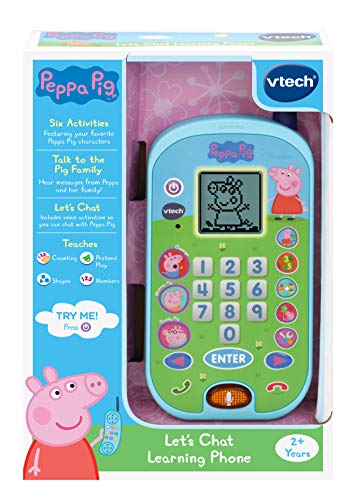 VTech Peppa Pig Let's Chat Learning Phone Blue 6.7 x 3.2 x 0.9 inches