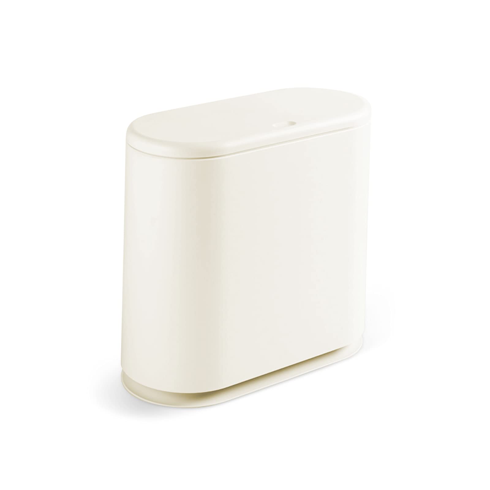 Sfozstra 10L Large Capacity Rectangular Plastic Trash Can with Lid, Trash Can with Removable Liner Bucket,Double Trash Can with Carrying Handle, Trash Can for Bathroom, Kitchen, Office (Creamy White)