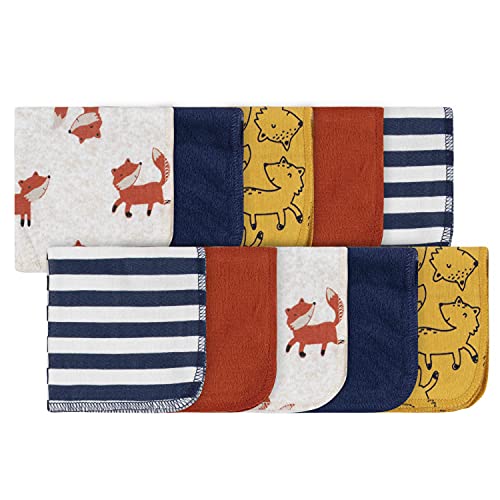 Gerber Baby 10-Pack Terry Washcloths, Blue Fox, One Size