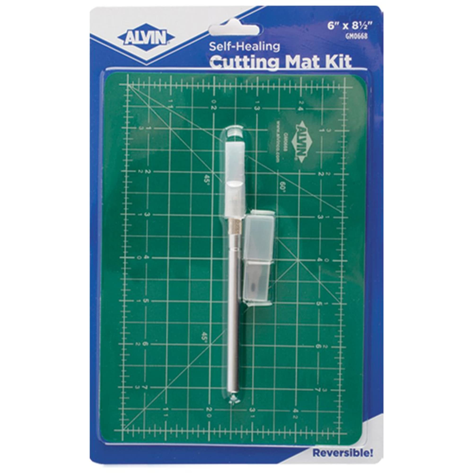 ALVIN Self-Healing Cutting Mat Kit 6"x8.5" Model GM0668 Double-Sided Mat with Art Knife, GBM Series, Gridded Rotary Cutting Board for Crafts, Sewing, Fabric - 6 inches x 8.5 inches