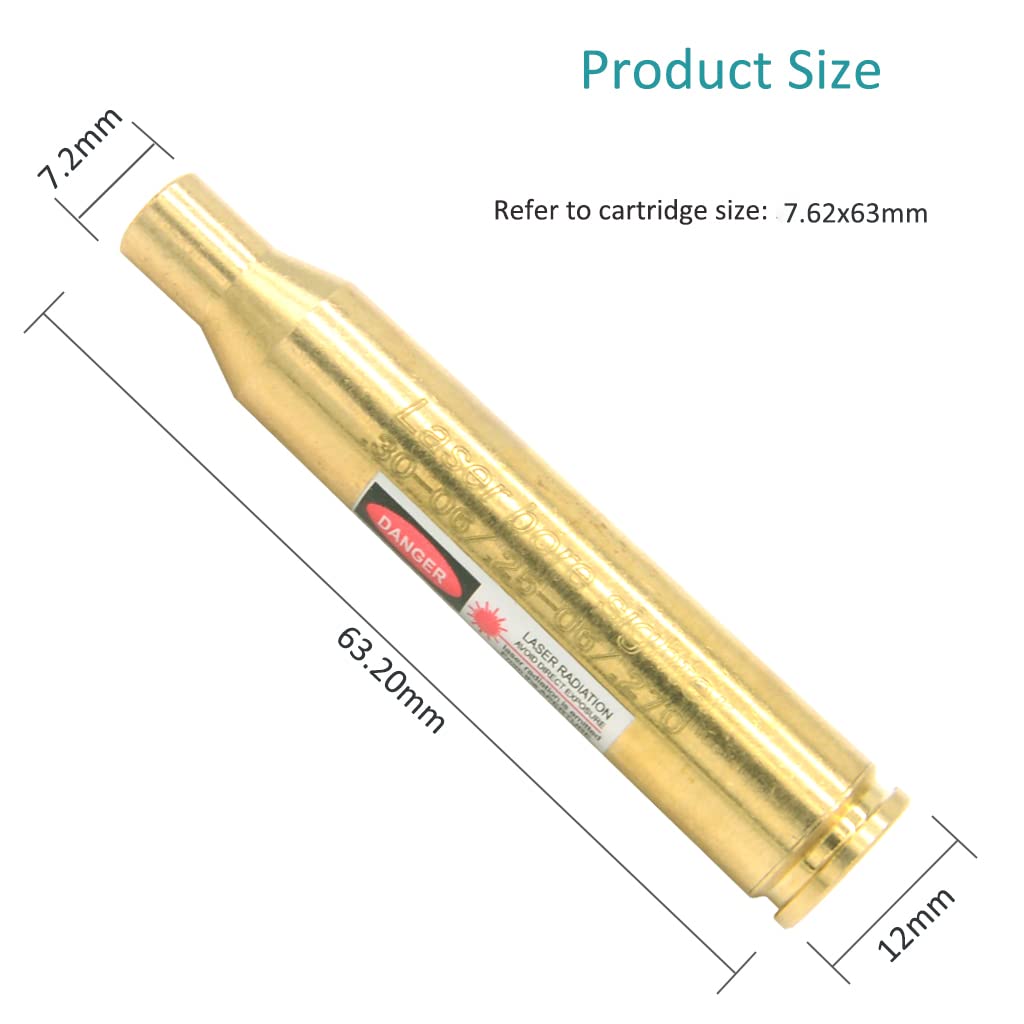 MOSANDON .30-06/25-06/270 Bore Sight Laser Red Dot Cartridge Laser bore Sighter with 2 Sets of Batteries
