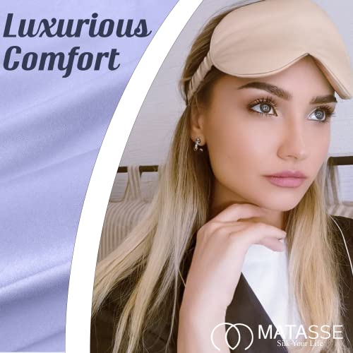 MATASSE Silk Your Life Silk Eye Sleeping Mask - 3D Contoured Eye Mask for Sleeping, Eye Cover Sleep Mask w/Silk Covered Strap for Women, Men, Genuine Mulberry Silk, Champagne Color