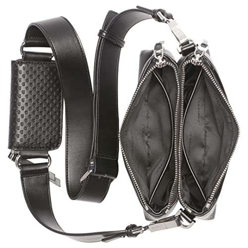 Calvin Klein Chrome Organizational 2 in 1 Top Zip Crossbody, Black/Silver