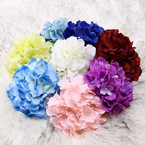 AVIVIHO White Hydrangea Silk Flowers Heads Pack of 10 Ivory White Full Hydrangea Flowers Artificial with Stems for Wedding Home Party Shop Baby Shower Decor