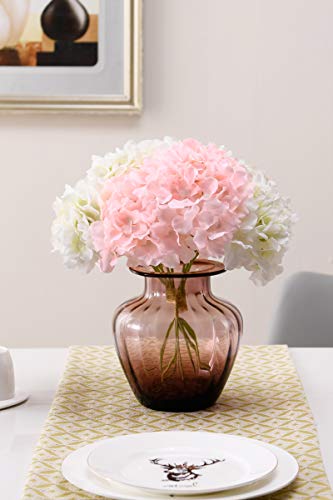 AVIVIHO White Hydrangea Silk Flowers Heads Pack of 10 Ivory White Full Hydrangea Flowers Artificial with Stems for Wedding Home Party Shop Baby Shower Decor