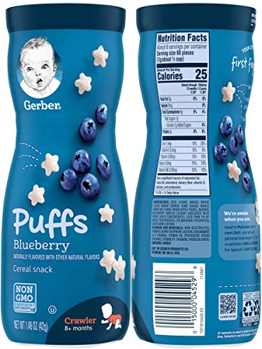 Gerber Puffs Variety Pack, 1 Banana, 1 Vanilla, 1 Blueberry, 3 CT