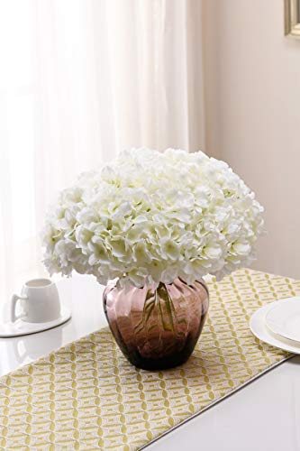 AVIVIHO White Hydrangea Silk Flowers Heads Pack of 10 Ivory White Full Hydrangea Flowers Artificial with Stems for Wedding Home Party Shop Baby Shower Decor