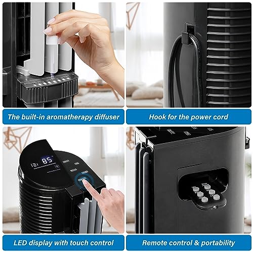 Simple Deluxe 40 Inch Oscillating Tower Fan for Bedroom, 6 Speeds Standing Fan with Essential Oil Diffuser, 30ft/s Velocity Cooling Fan for Indoors with Remote, 15H Timing, 3 Modes