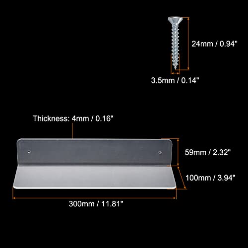 PATIKIL 11.81 x 3.94 Inch Acrylic Floating Shelf, Floating Wall Mounted Shelves for Bathroom Wall Decoration, Transparent 2 Pack