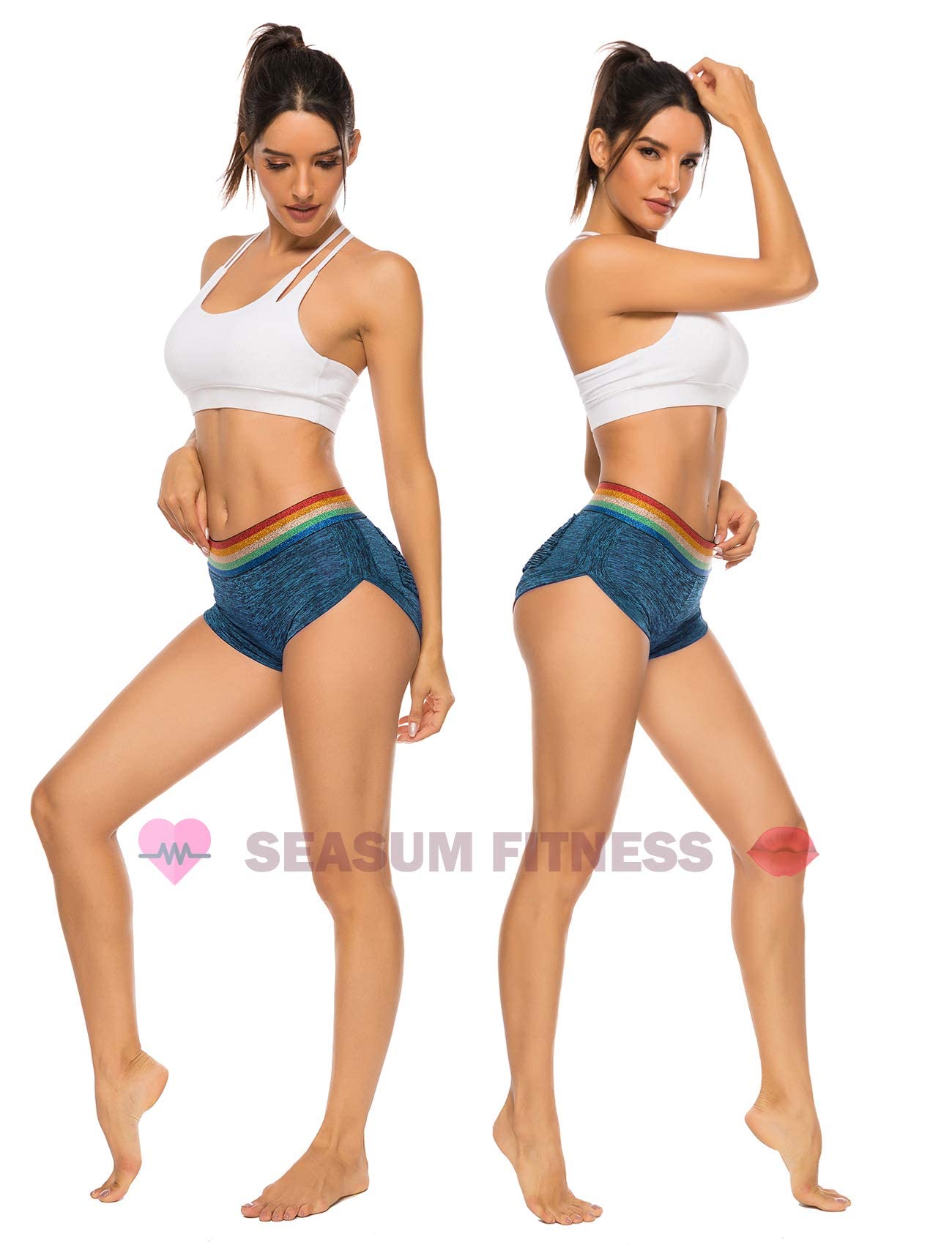 SEASUM Women Sexy Booty Shorts High Waisted Butt Lifting Hot Dance Costume Exotic Rave Clubwear S
