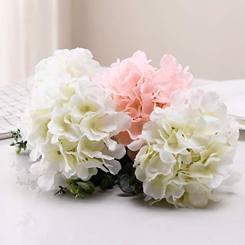 AVIVIHO White Hydrangea Silk Flowers Heads Pack of 10 Ivory White Full Hydrangea Flowers Artificial with Stems for Wedding Home Party Shop Baby Shower Decor