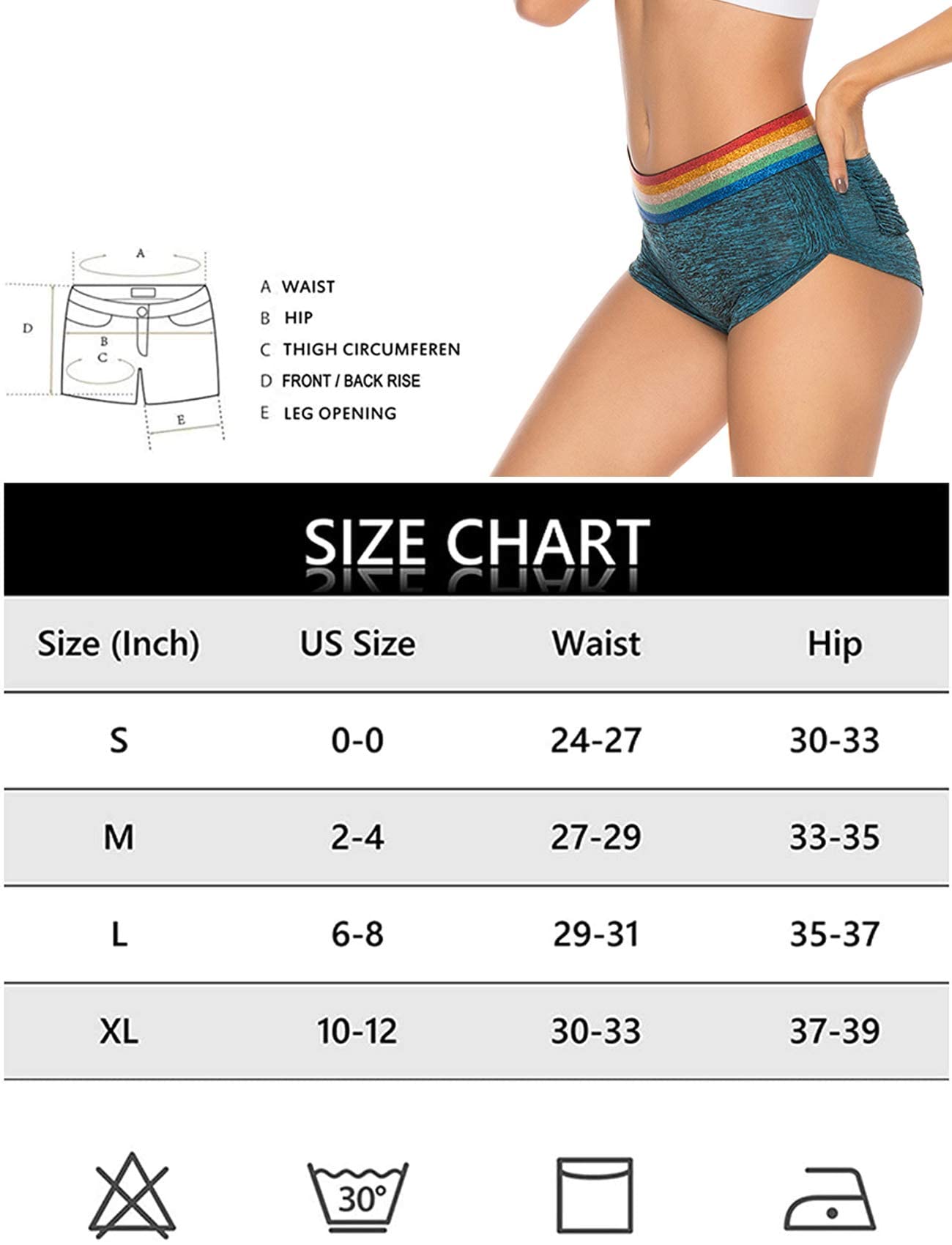 SEASUM Women Sexy Booty Shorts High Waisted Butt Lifting Hot Dance Costume Exotic Rave Clubwear S