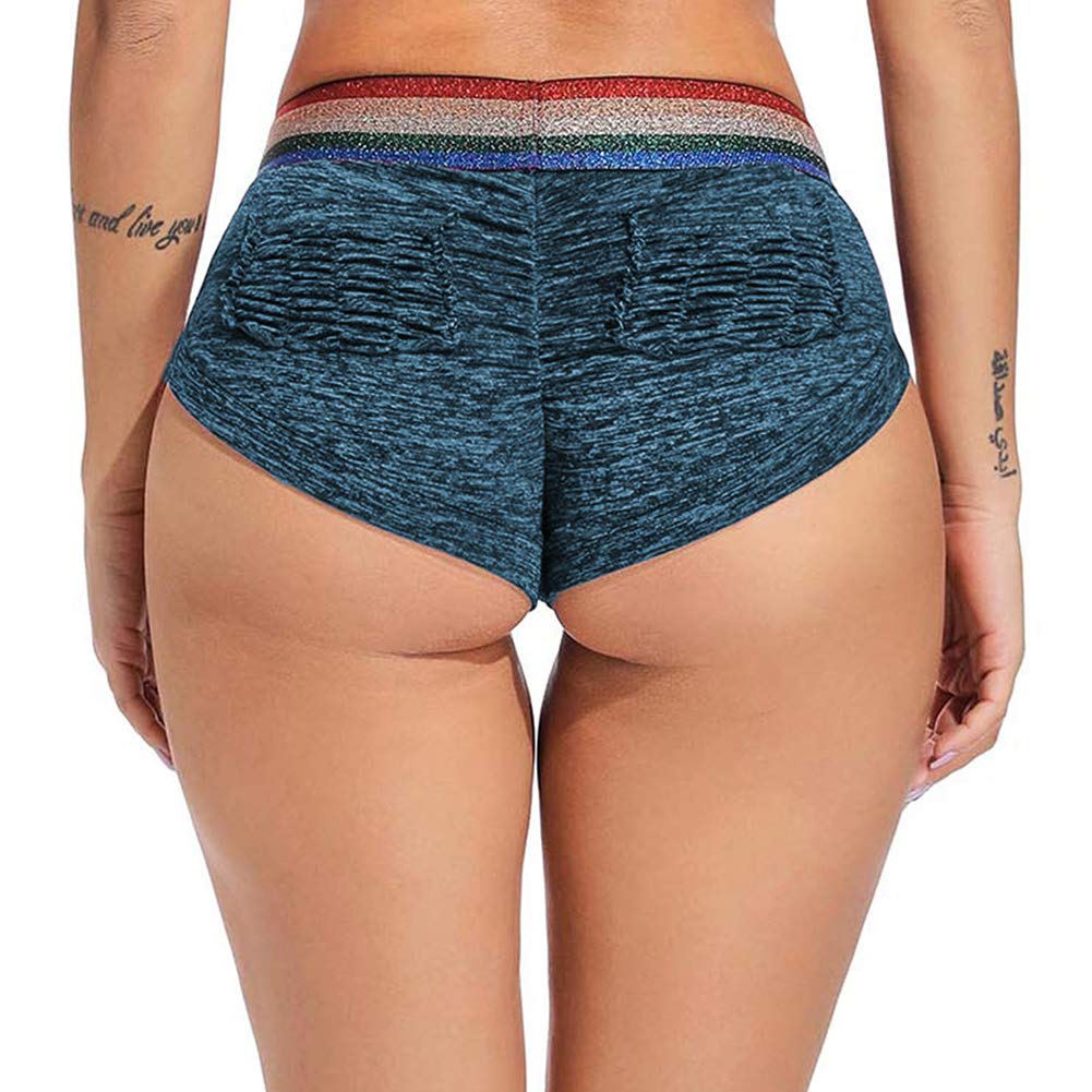 SEASUM Women Sexy Booty Shorts High Waisted Butt Lifting Hot Dance Costume Exotic Rave Clubwear S