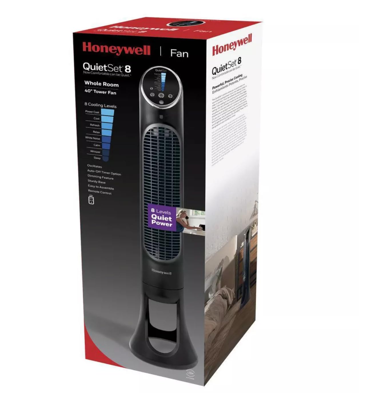 Quiet-Running 8-Speed Oscillating Tower Fan