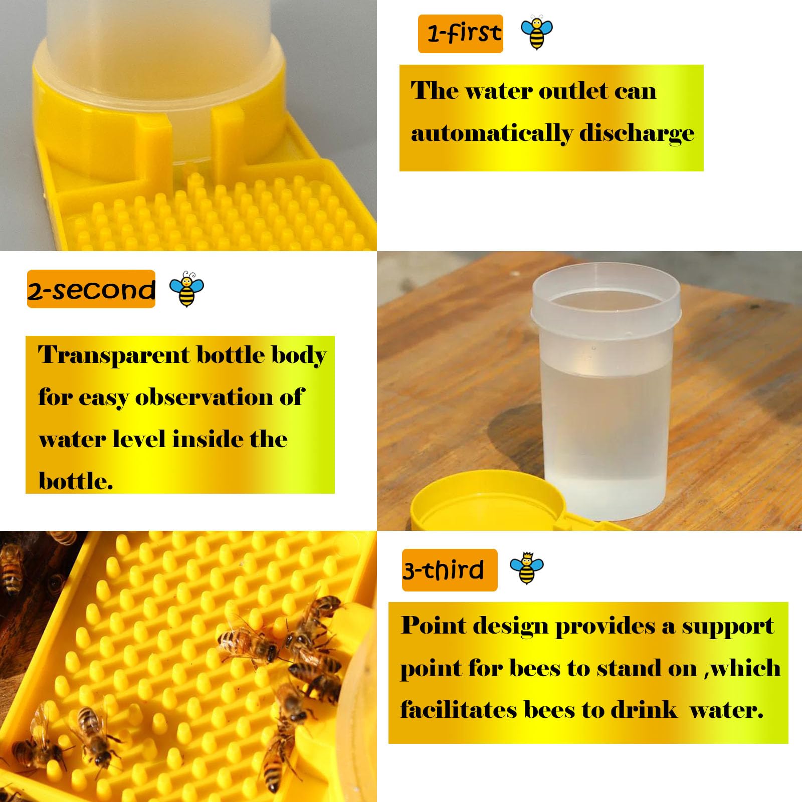 2 Pack Bee Watering Station Beekeeping Water Dispenser Perfect Beekeeping Drinking Beekeeper Tools (Yellow White)