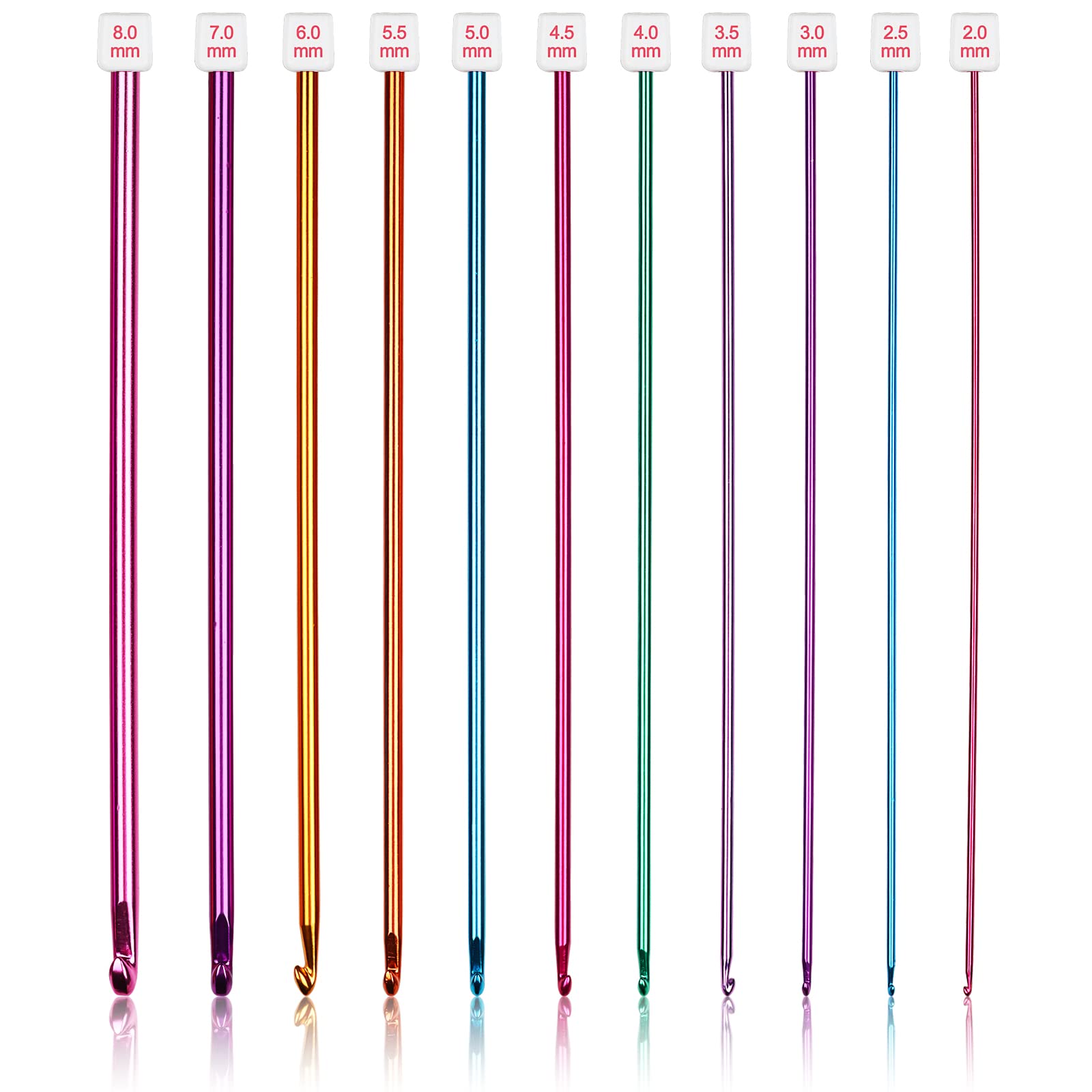 Coopay Long Crochet Hook Set, 11pcs Tunisian Crochet Hooks Multicolor Afghan Crochet Needles for Crocheting, 2mm(B)-8mm(L), Great Knitting & Crochet Supplies Tool Set for Beginner, Crocheter & Knitter