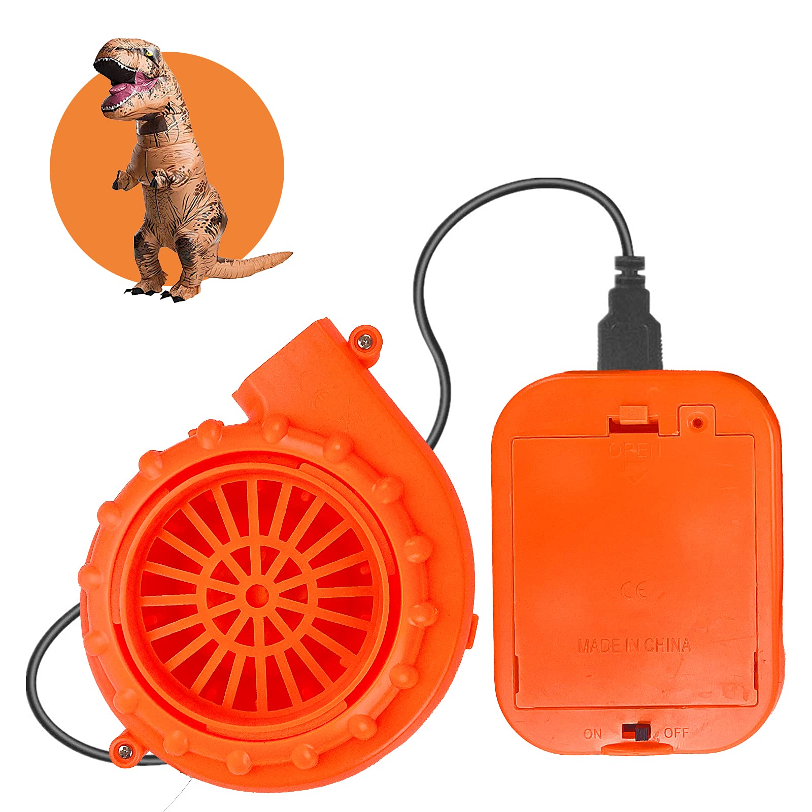 ChristmaxStore Mini Blower Fan for Inflatable Costume Fans for Dinosaur Halloween Costume Orange
