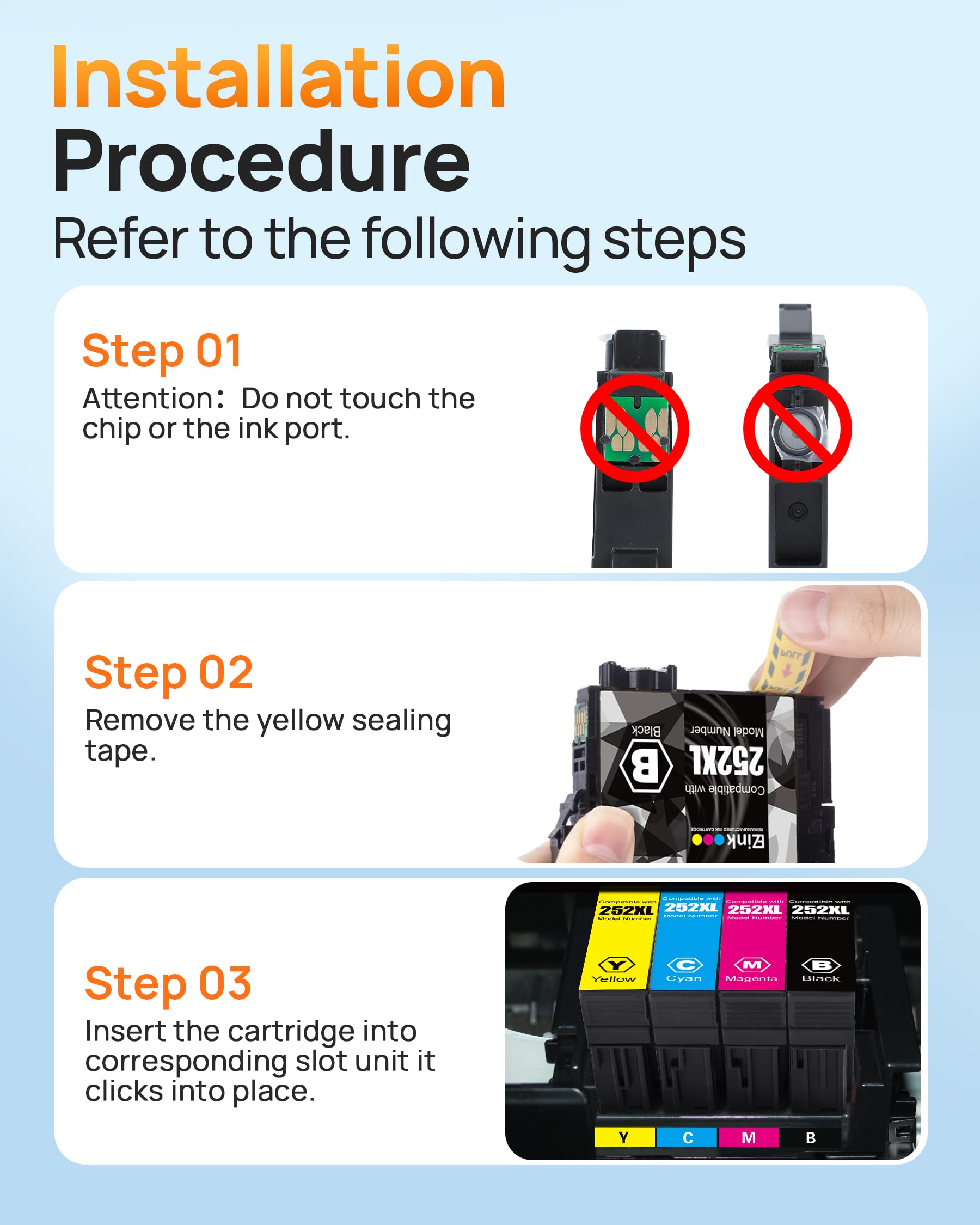 E-Z Ink (TM Remanufactured Ink Cartridge Replacement for Epson 252XL 252 XL Ink cartridges Combo Pack for Workforce WF-7110 WF-7710 WF-7720 WF-3640 WF-3620 (4 Large Black, 2 Cyan 2 Magenta 2 Yellow)