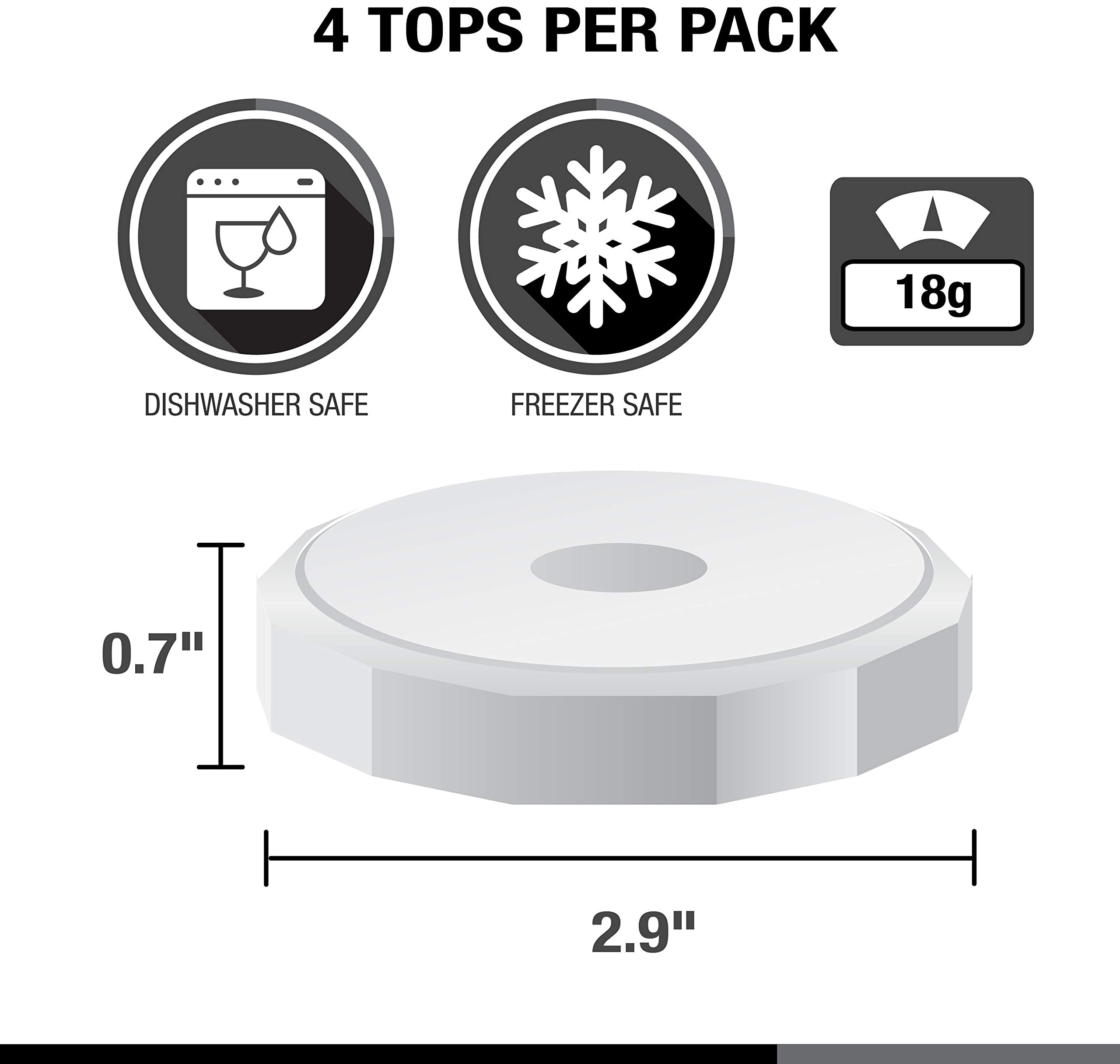 Masontops Tough Tops - Ball Regular Mouth Mason Jar Lids Plastic Leakproof - BPA-Free White Plastic Mason Jar Lids - Reusable Dry Canning Lids fit Ball Jars (Ball Mason Jars not included)