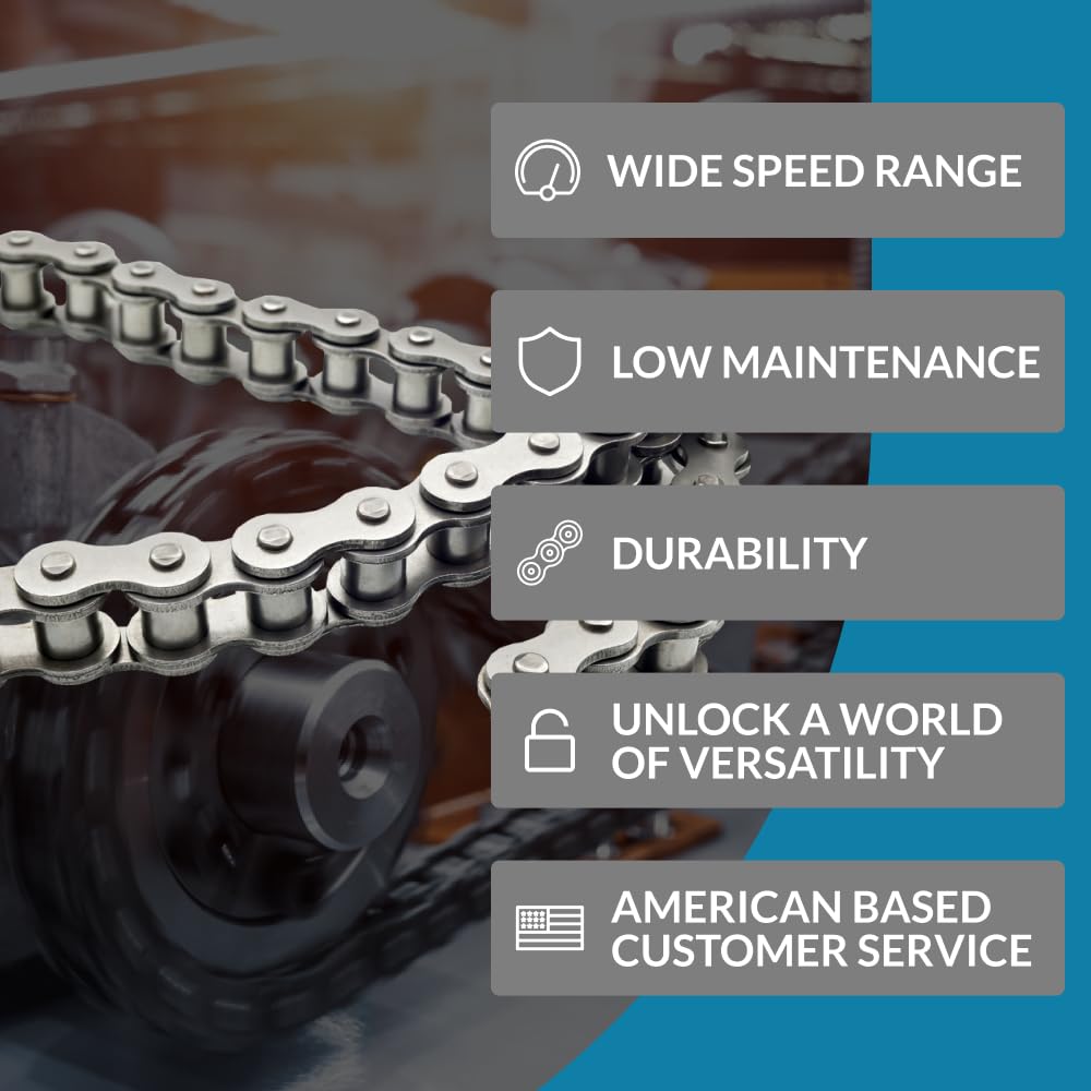 PGN #35 Roller Chain - 4 Feet + Free Connecting Link - Carbon Steel Chains for Bycicles, Mini Bikes, Motorcycles, Go-Karts, Home and Industrial Machinery - 128 Links