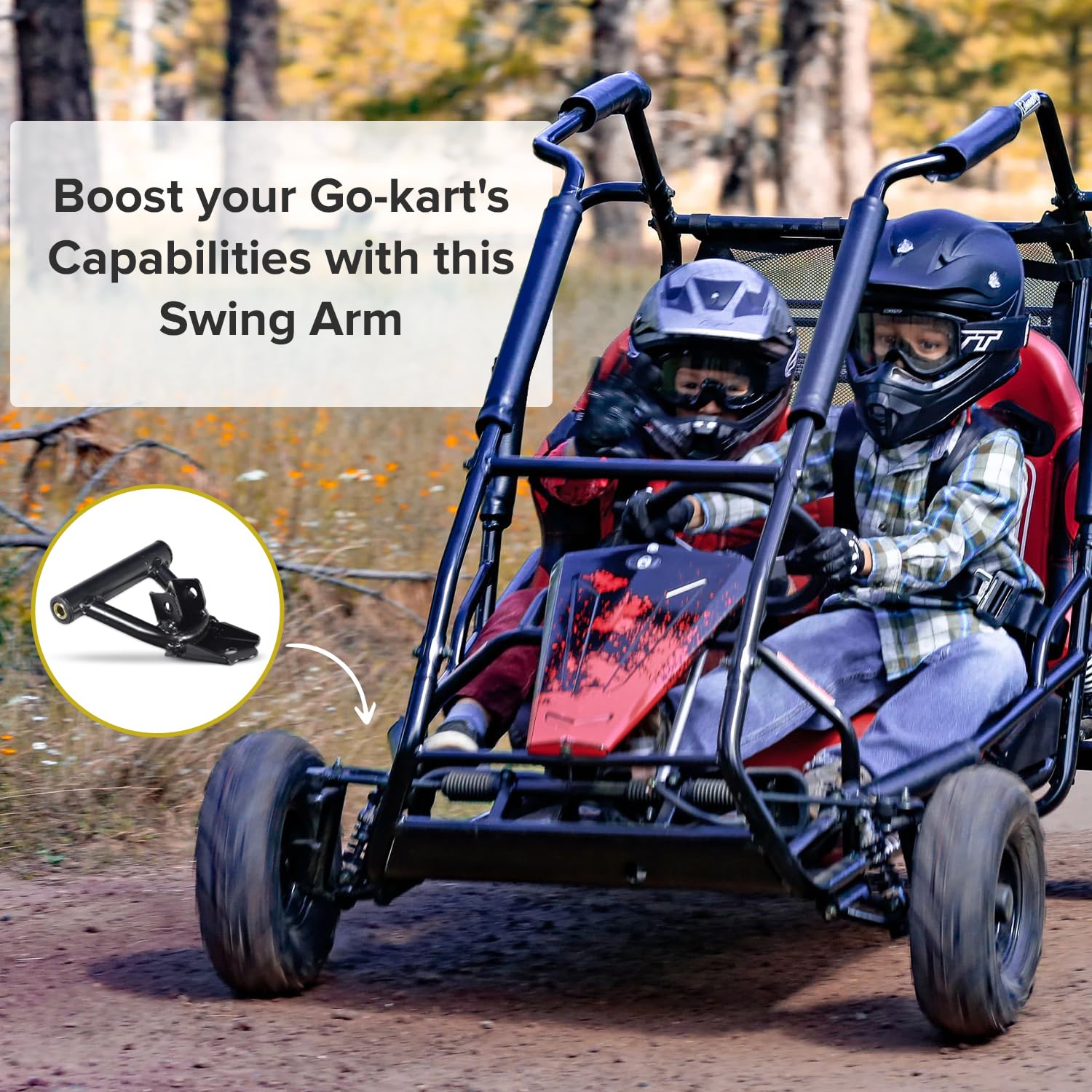 AlveyTech 150 mm Long Front Lower Swing Arm - Durable Black Left or Right Side Arm, Replacement 4-Wheel Accessories for the Coleman KT196, CK196-T & Realtree RTK200 196cc 6.5 Hp Go-Karts, DIY Install