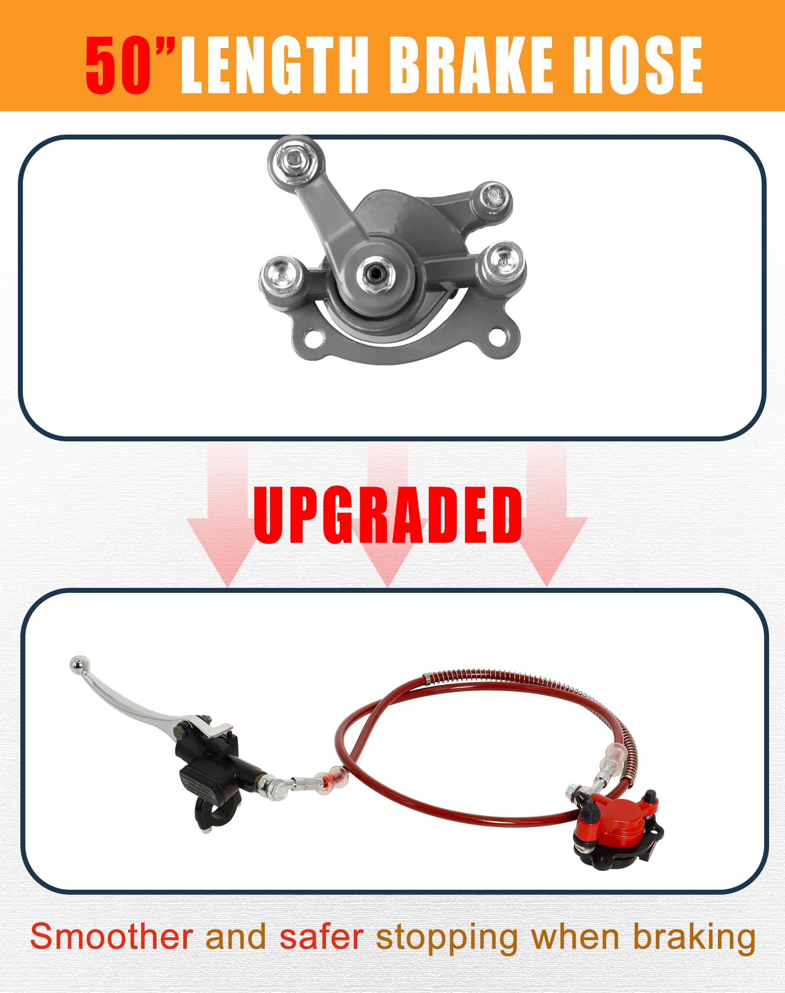 Mini Bike Brake Kit, Compatible with Bajaa Doodle Bug Dirt Bug DB30 97cc 2.8HP MiniBike Go Karts Hydraulic Disc Brake Caliper Assembly 180mm Rear Brake Disc Rotor with Pads Kit