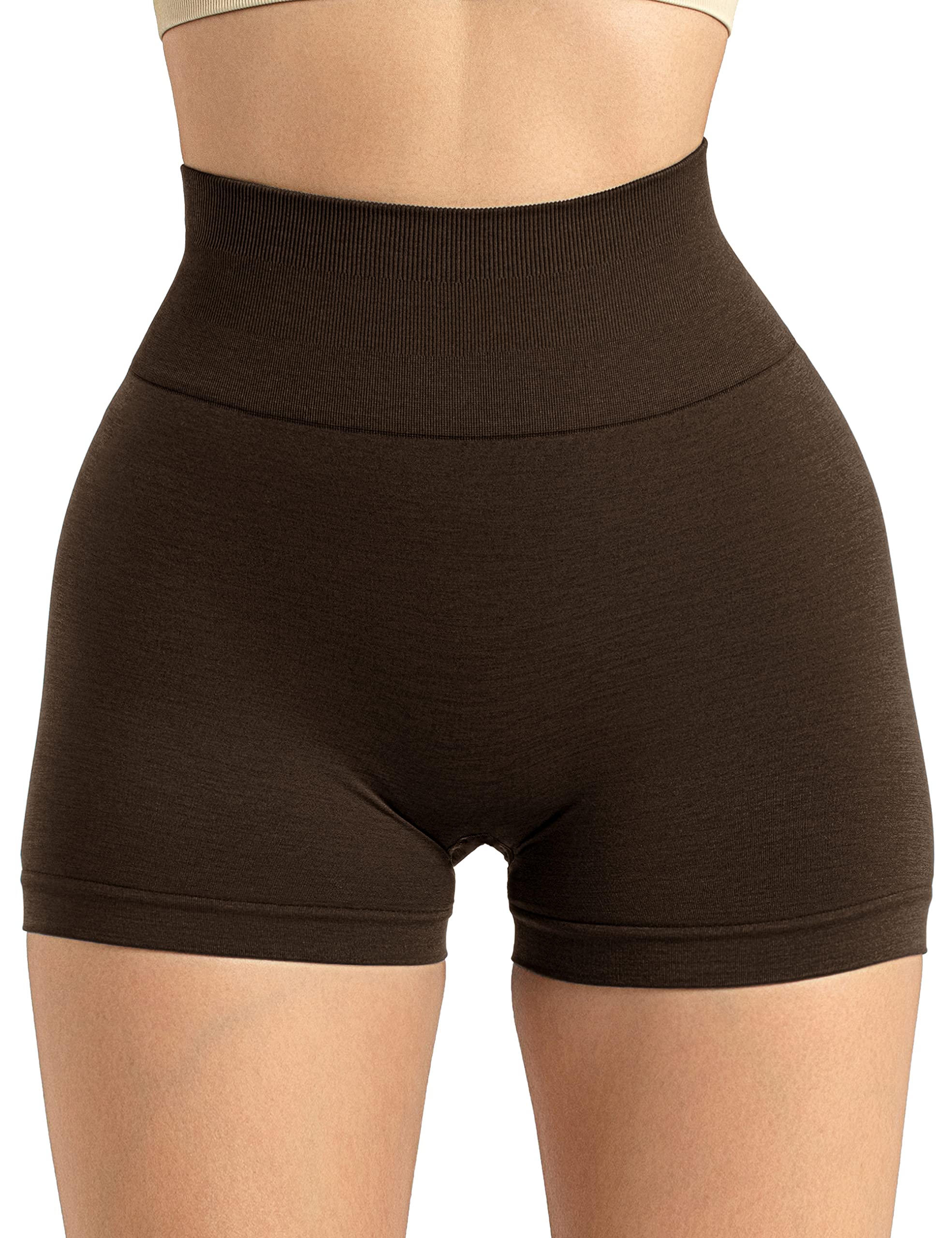 A AGROSTE Women 3.6" Intensify Workout Shorts with Pockets Seamless Scrunch Butt Lifting Gym Shorts High Waist Yoga Shorts