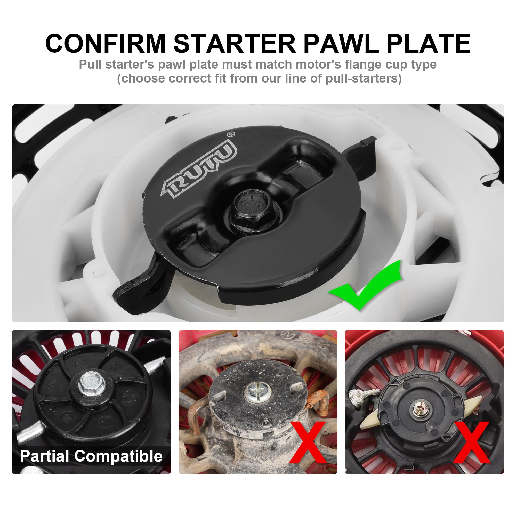 Recoil Starter for Predator 212 Coleman BT200X with Thicker Housing Pawl, RUTU Pull Starter Assembly Replacement for Honda GX160 GX200 5.5HP 6.5HP Small Engine Go Kart Mini Dirt Bike Black