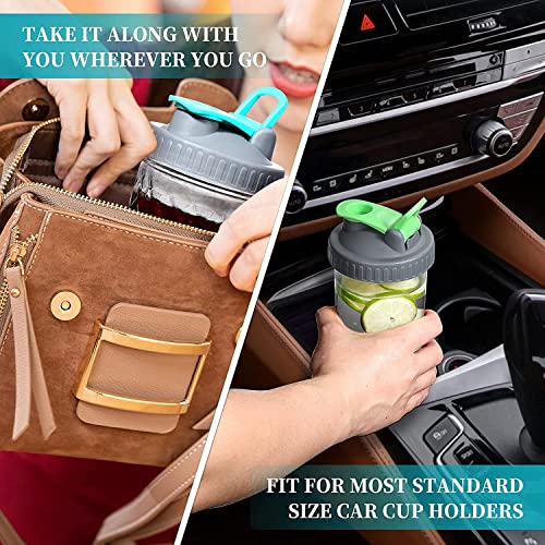 6 Pack Wide Mouth Flip Cap Mason Jar Lids for Ball Mason Jars, with Airtight Seal & Leak-proof, Easy Pouring Spout (Jars not Included) (3blue+3green)