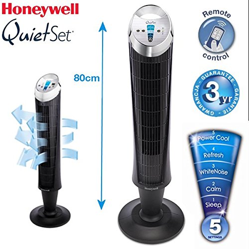 Honeywell QuietSet Tower Fan (5 Speed Settings, Oscillating 75°, Timer Function, Remote Control) HY254