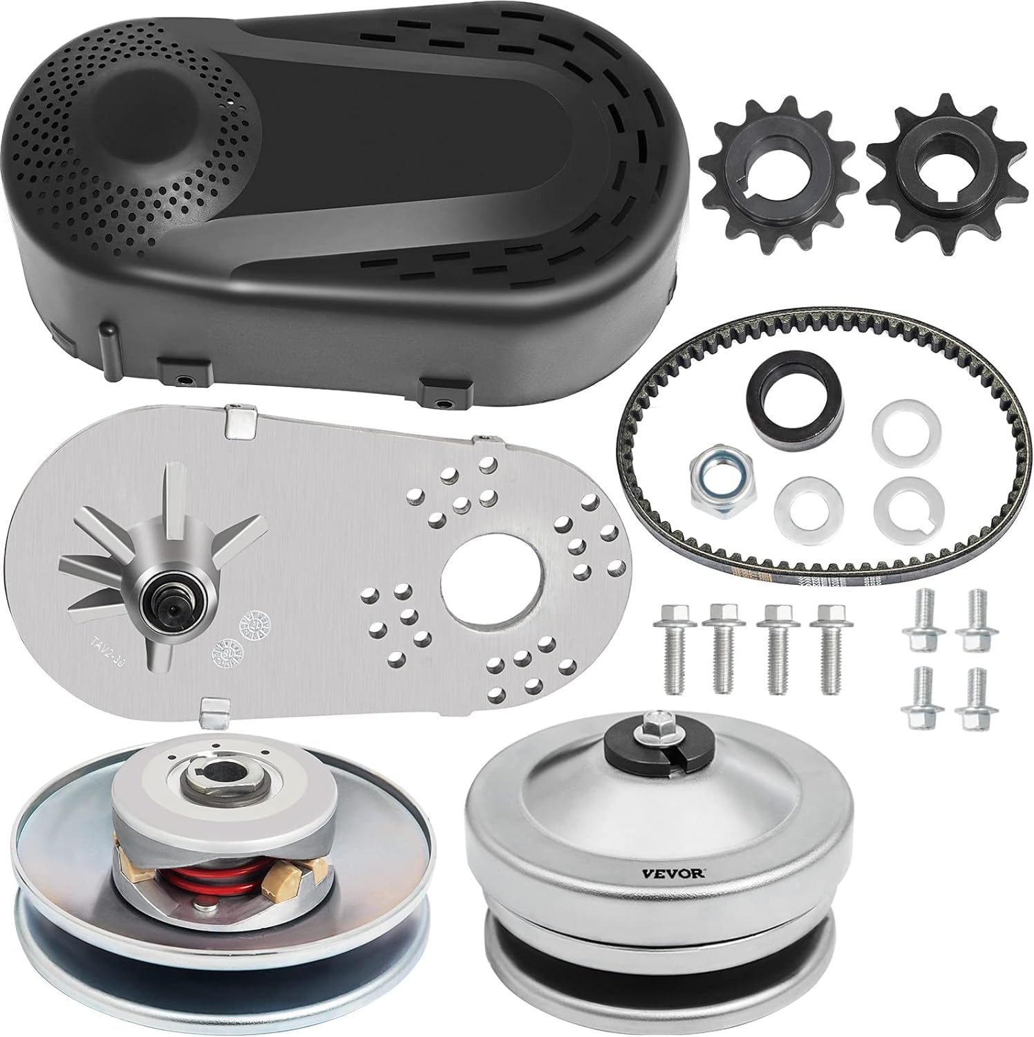 Mophorn Torque Converter CVT 2HP-7HP 3/4" Go Kart Clutch 212CC 30 Series Mini Bike 10T #40 41 Chain and 12T #35 Replacement Set TAV2 30-75 218353A Manco CVT Clutch Small Engine Drive Belt