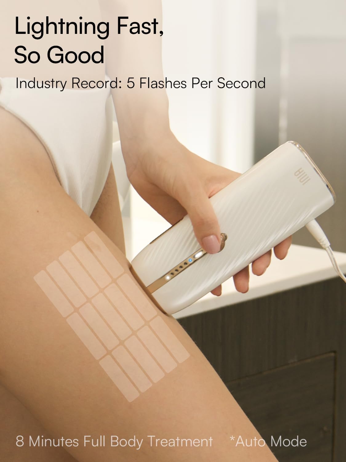 INIA Laser Hair Removal for Women and Men, IPL Hair Removal Device with Sapphire Ice-Cooling, Double Effectiveness & 5 Flashes per Second for Long-Lasting and Nearly Painless Results