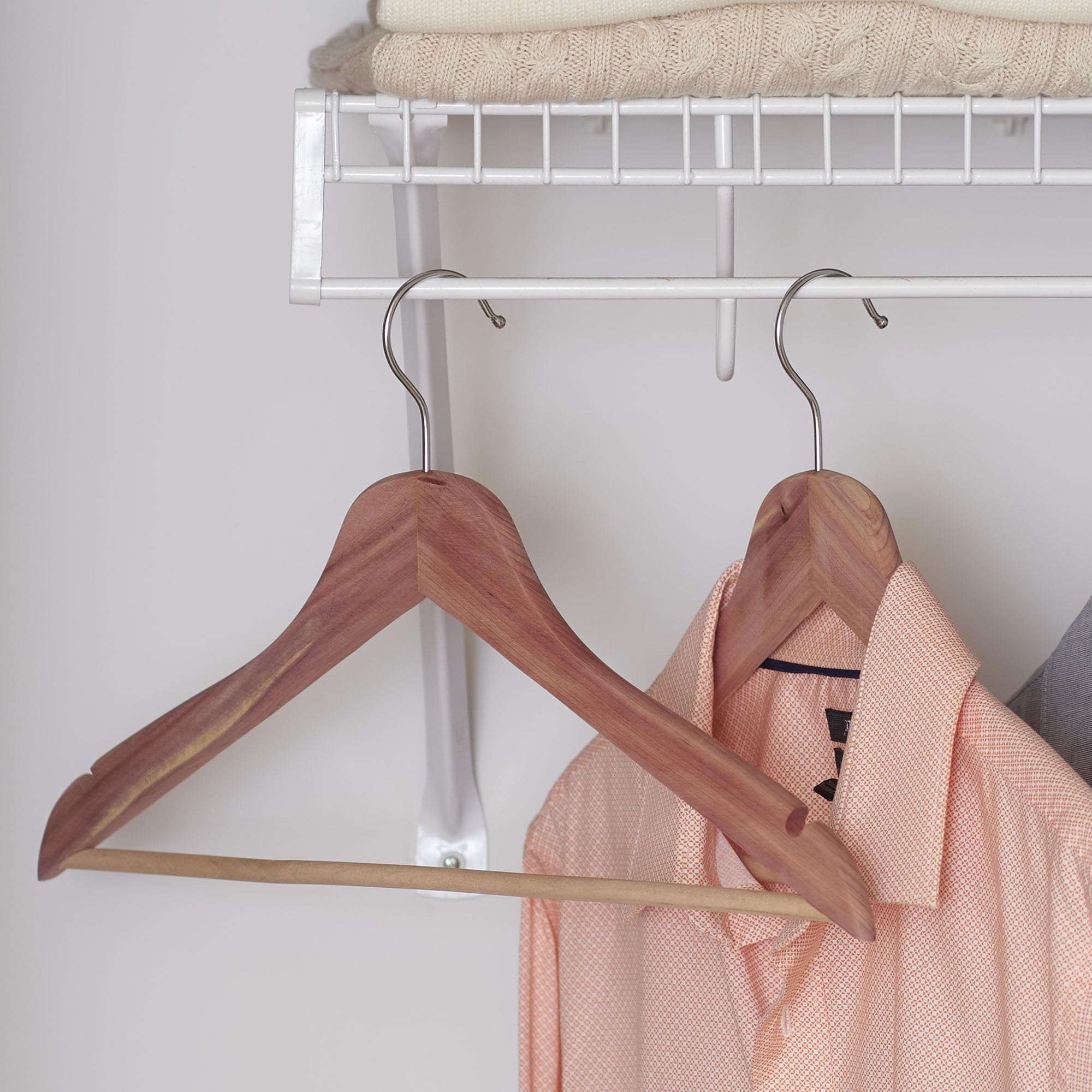 Household Essentials 26140 CedarFresh Red Cedar Wood Clothes Hangers with Fixed Bar and Swivel Hook - Set of 4