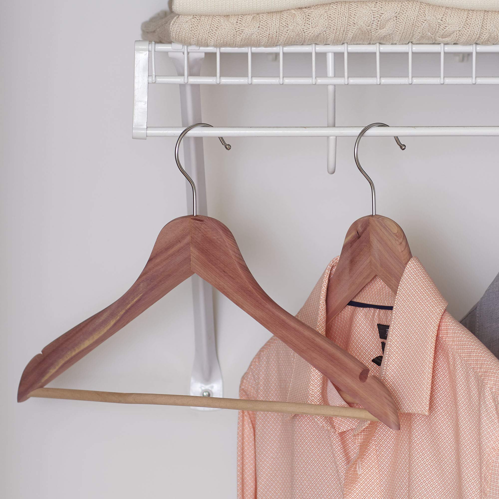 Household Essentials 26140 CedarFresh Red Cedar Wood Clothes Hangers with Fixed Bar and Swivel Hook - Set of 4