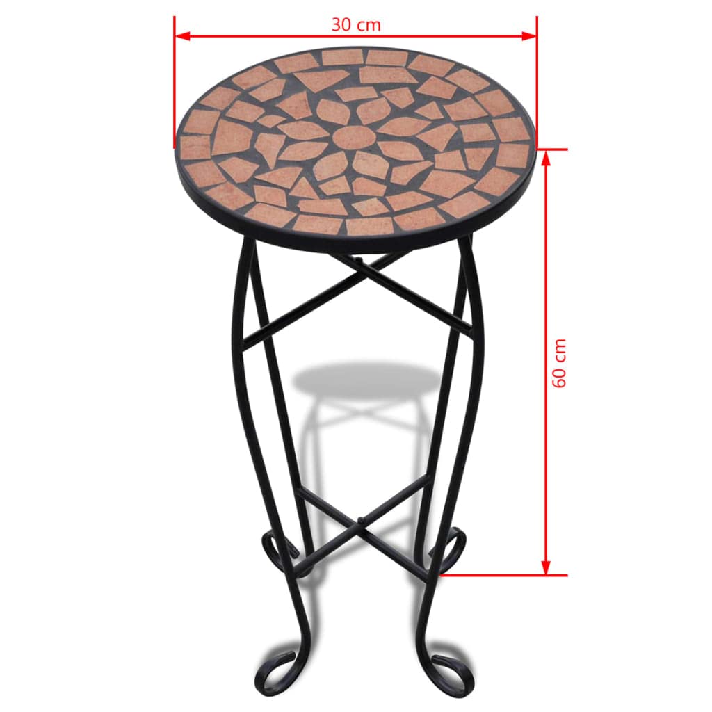 CHARMMA Mosaic Side Table Plant Table Terracotta
