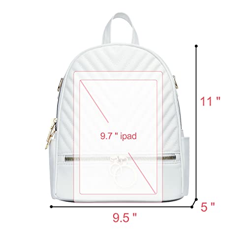 KKXIU Convertible Mini Leather Backpack Purse For Women and Teen Girls Small Quilted Daypack with Colorful Strap (A-white)