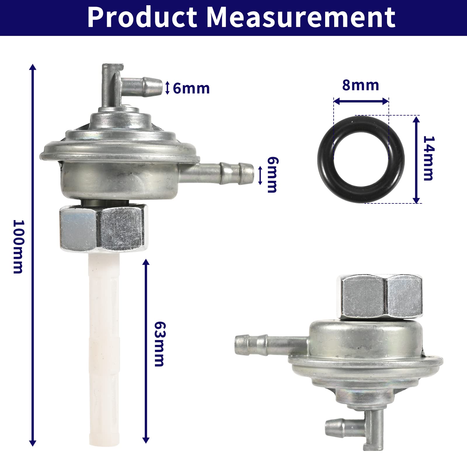 Trkimal Two head Gas Fuel Switch Pump Valve Petcock for GY6 50cc 139QMB Twister 150cc 157QMJ Go Kart ATV Moped Scooter