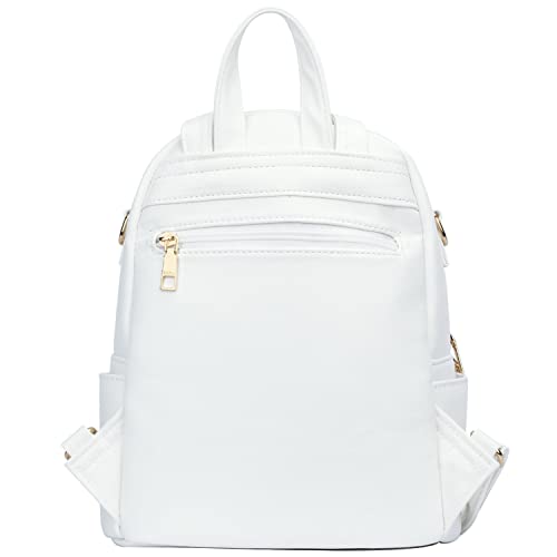 KKXIU Convertible Mini Leather Backpack Purse For Women and Teen Girls Small Quilted Daypack with Colorful Strap (A-white)