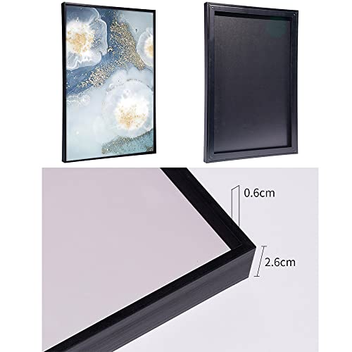 3 Framed Abstract Canvas Wall Art, Artwork in Blue, White and Grey, Simple and Elegant for Living Room Bedroom Office Decor