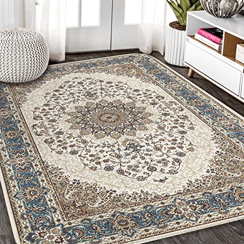 Bayson Area Rug Blue and Brown Persian Texture Abstract Painting Modern Home Decor Small Floor Rug 3' X 5' (91cmX 152cm) Carpet