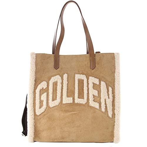 Golden Goose California Bag N-S "Golden" Merino And Suede Body Leather Handles Inlaid Womens Bag