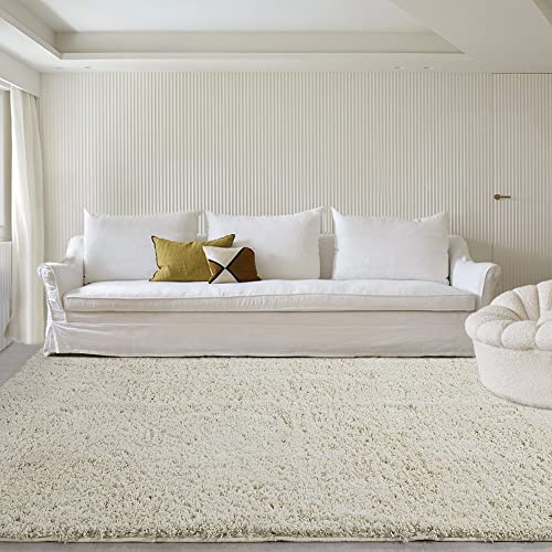 HOMBYS Shag Area Rug 8'x10' for Living Room Bedroom, Solid Plush Non-Shedding Rugs for Dining Room Entryway, Thick Soft Mordern Rectangular Carpet Home Decoration