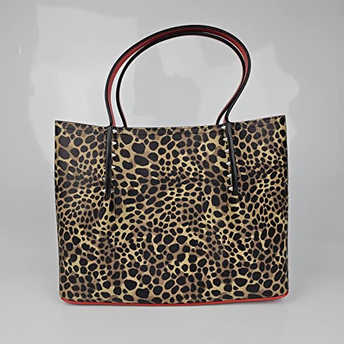 Christian Louboutin Cabarock Small Leopard Print Leather Tote Bag